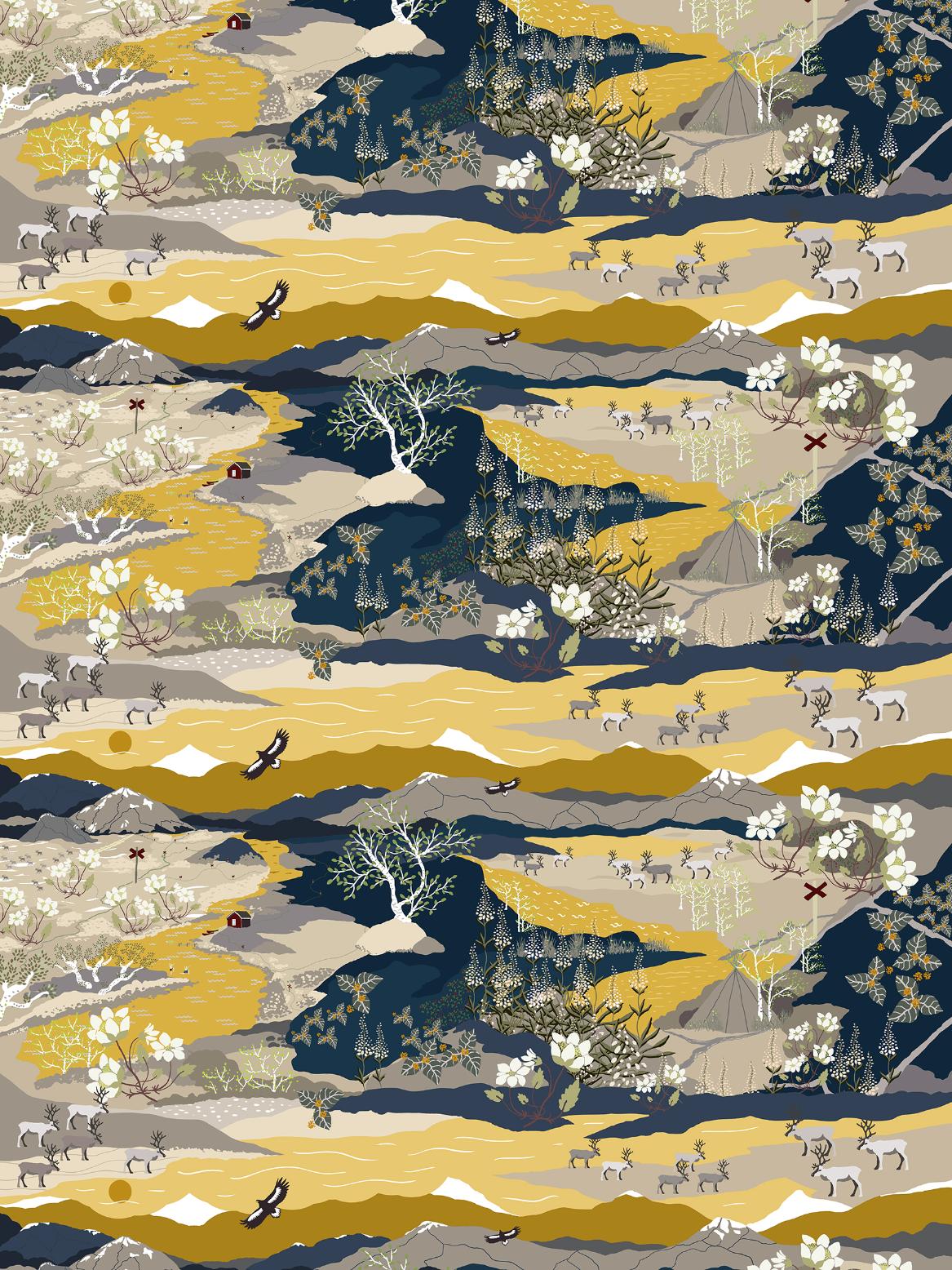 Fjällvandring trikå gul/blå metervara - Arvidssons